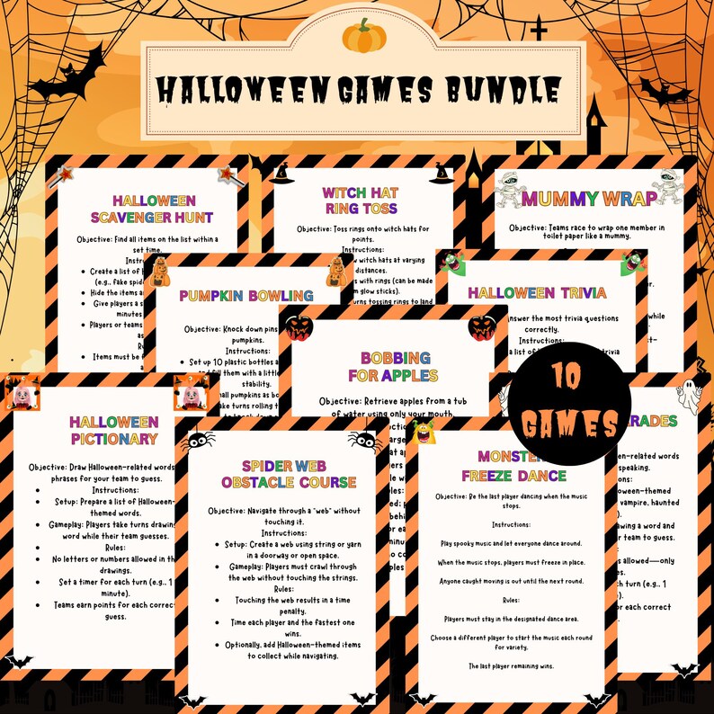 Halloween Printable Games for Kids Adults,digital Download Halloween ...
