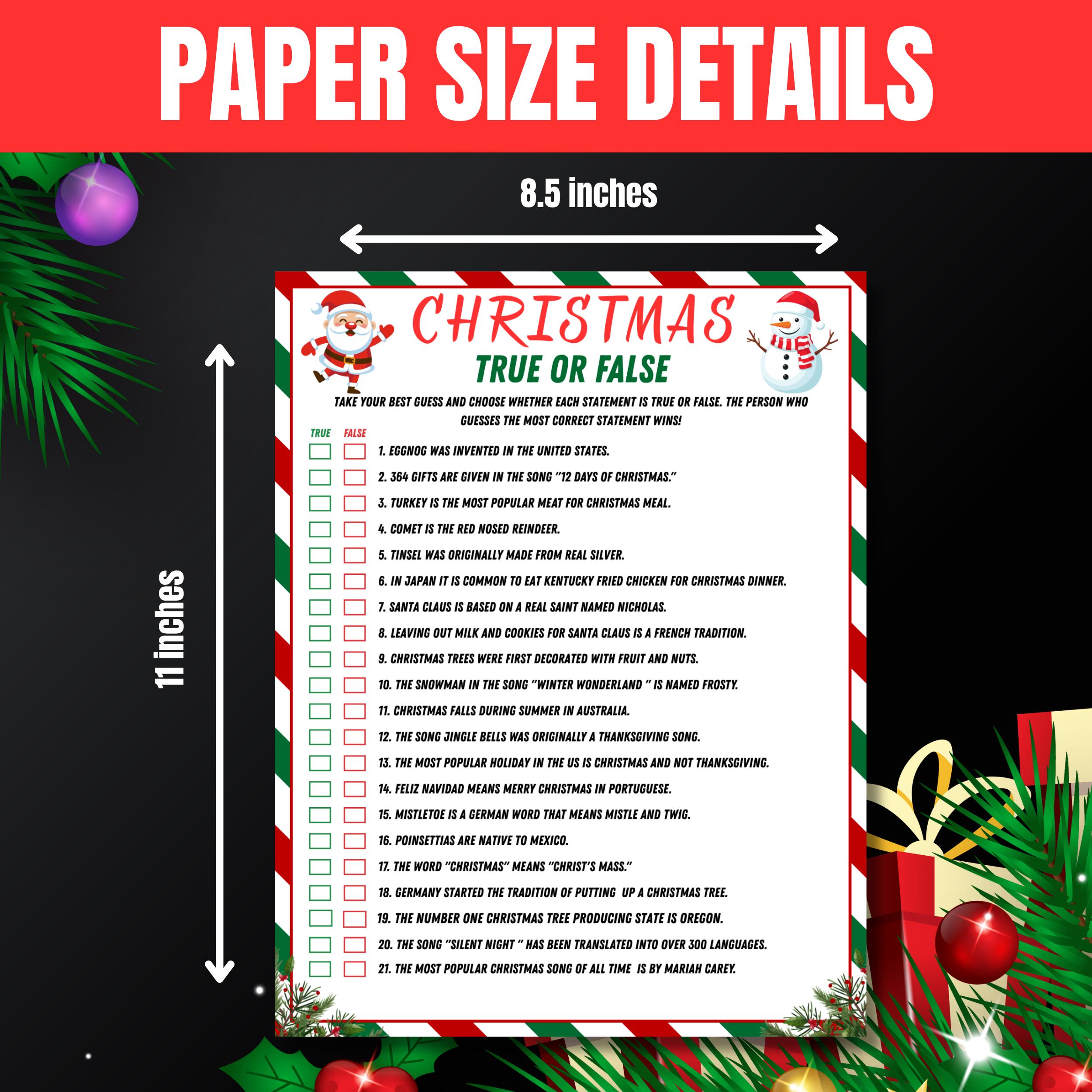 Printable Bible Christmas True or False Game (digital Download) - Etsy