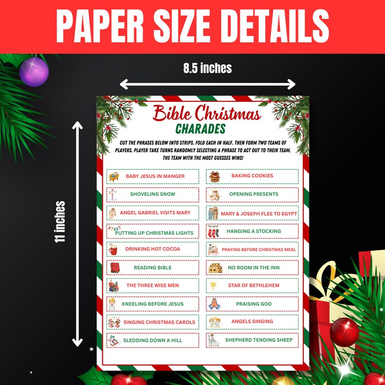 Bible Christmas Charades Game | Printable Nativity Activity (digital ...