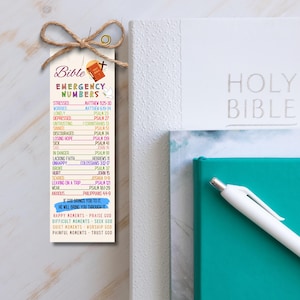 Bible Emergency Numbers Bookmark Printable, Emergency Bible Verse ...