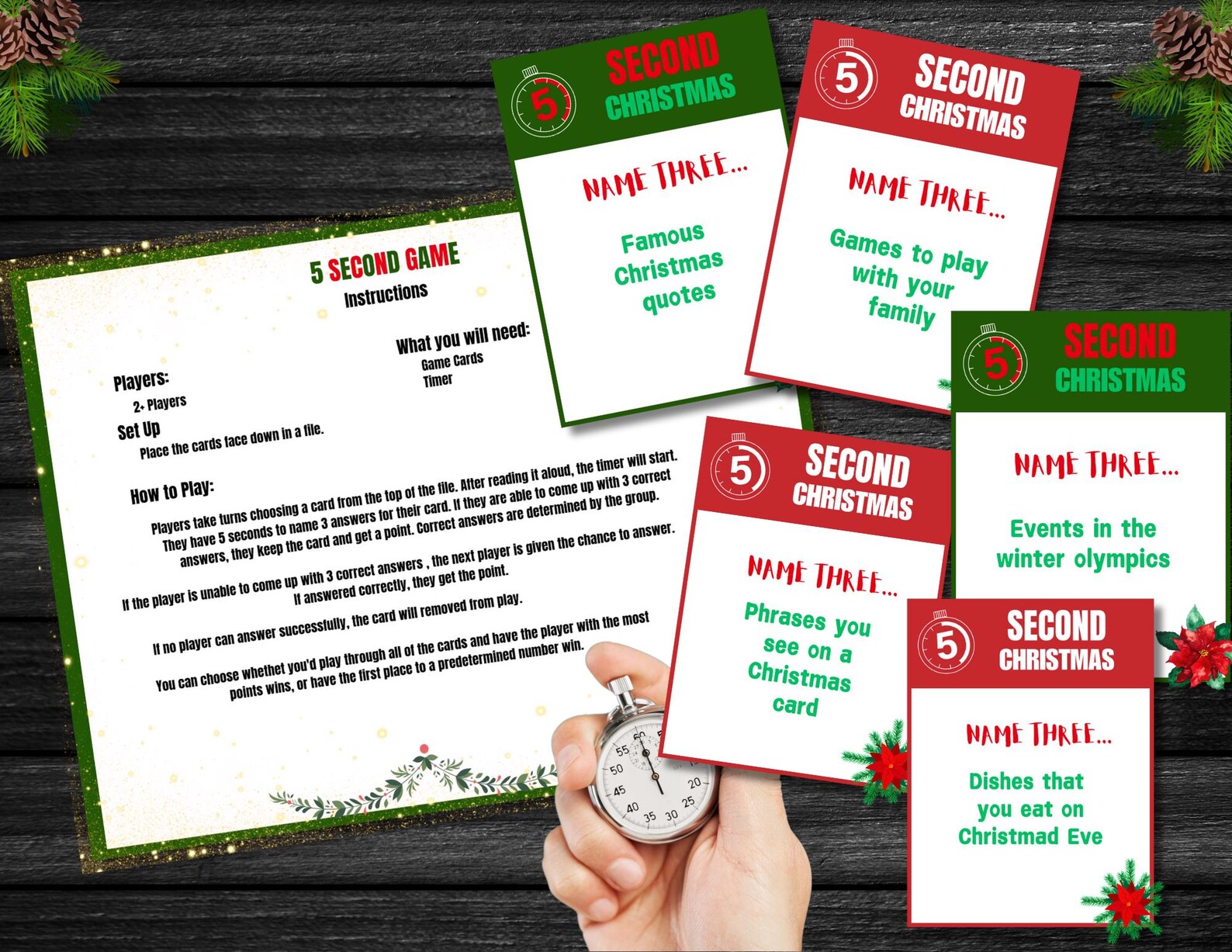 Christmas 5 Second Game | Printable Christmas Game | Christmas Activity ...
