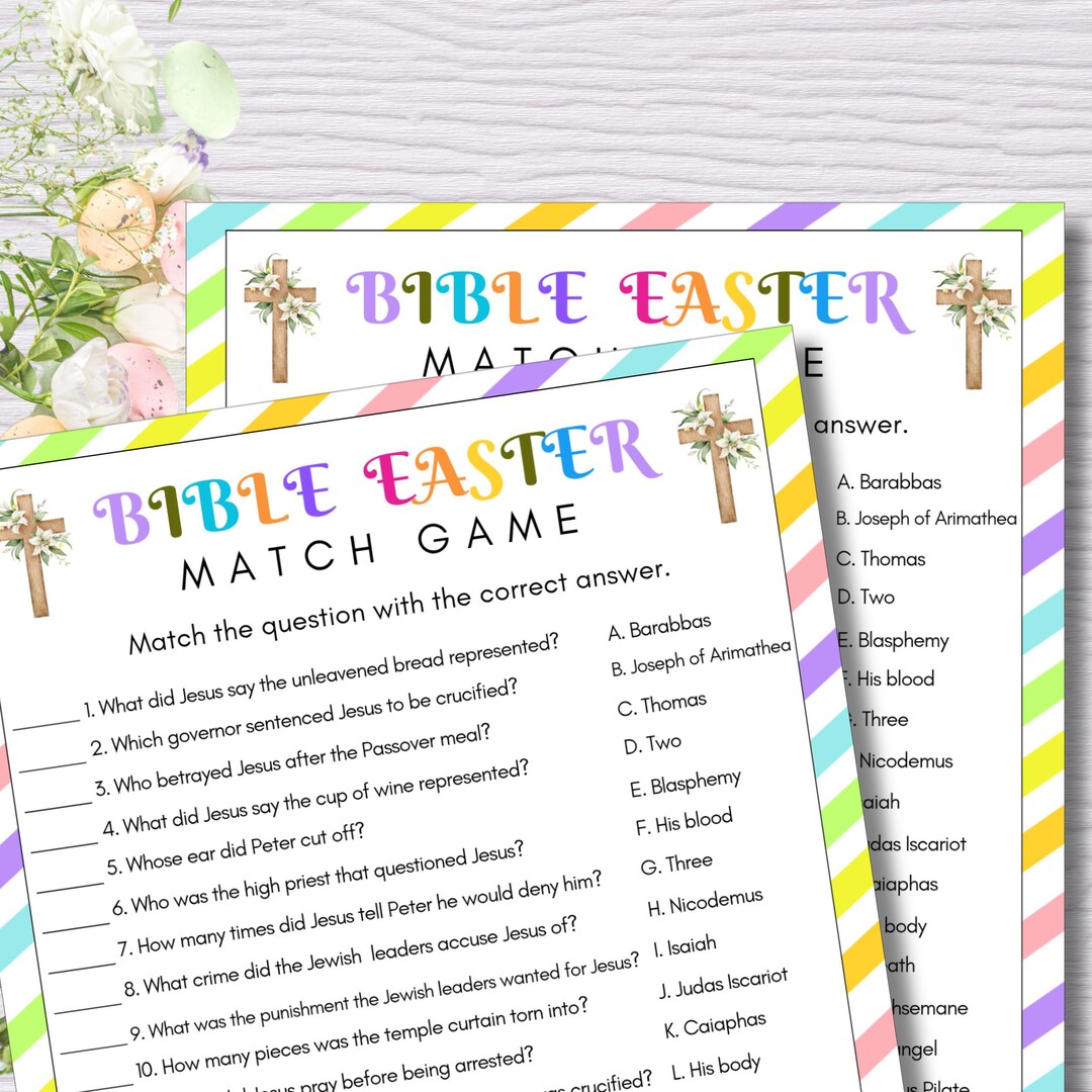 Bible Easter Match Game Christian Sunday School Youth Group Church ...