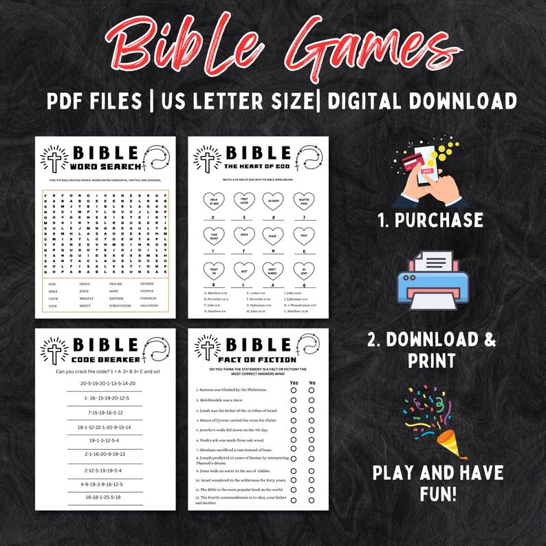 Printable Bible Games Bundle | Church, Sunday School (digital Download ...