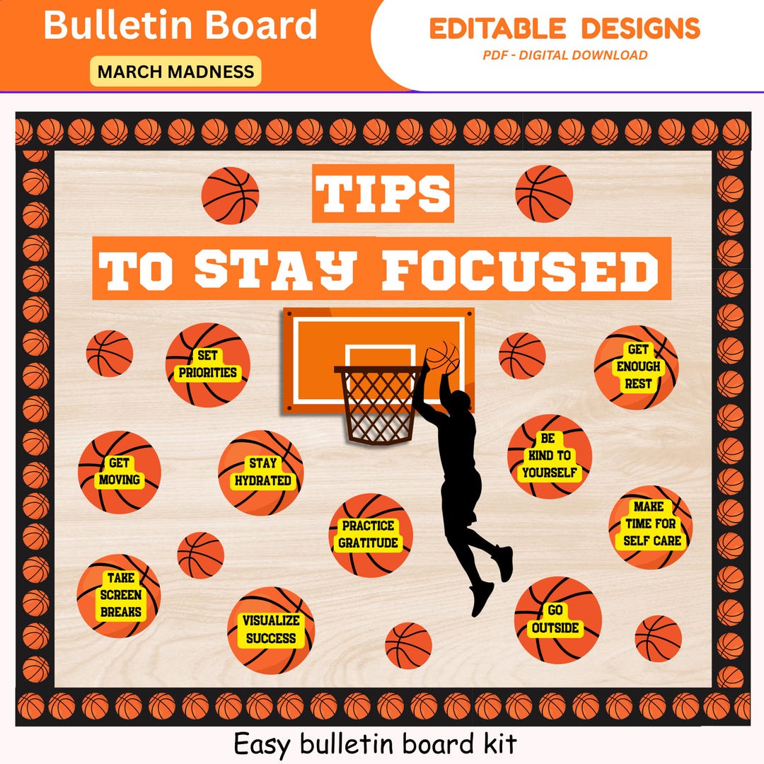 March Madness Basketball Bulletin Board Kit: Motivational Classroom ...