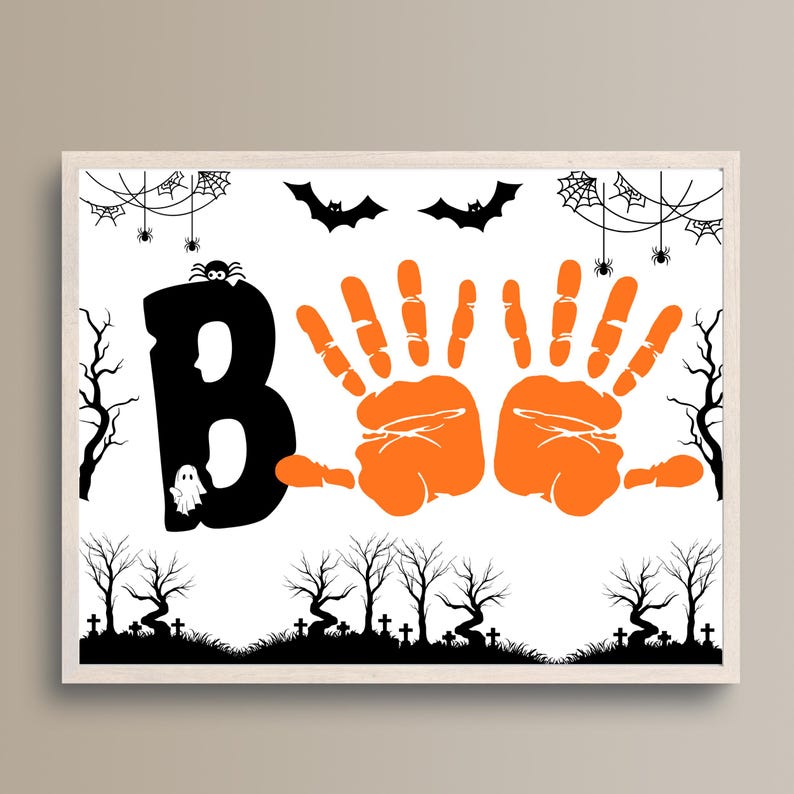 Halloween Handprint Art Bundle, Printable Handprint Crafts, Ghost ...