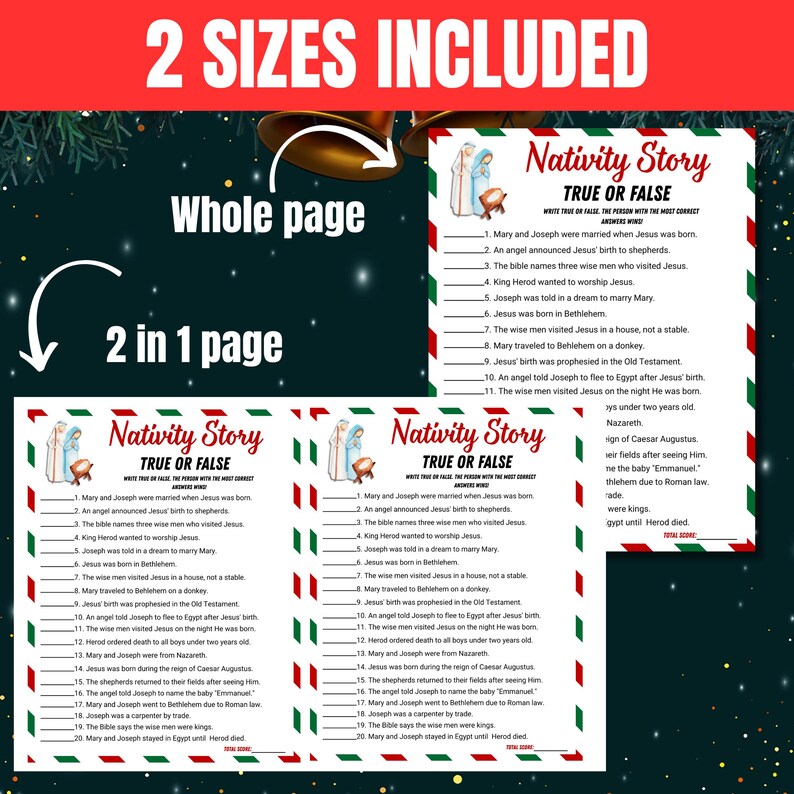 Nativity Story True or False Game | Printable Church Activity (PDF ...