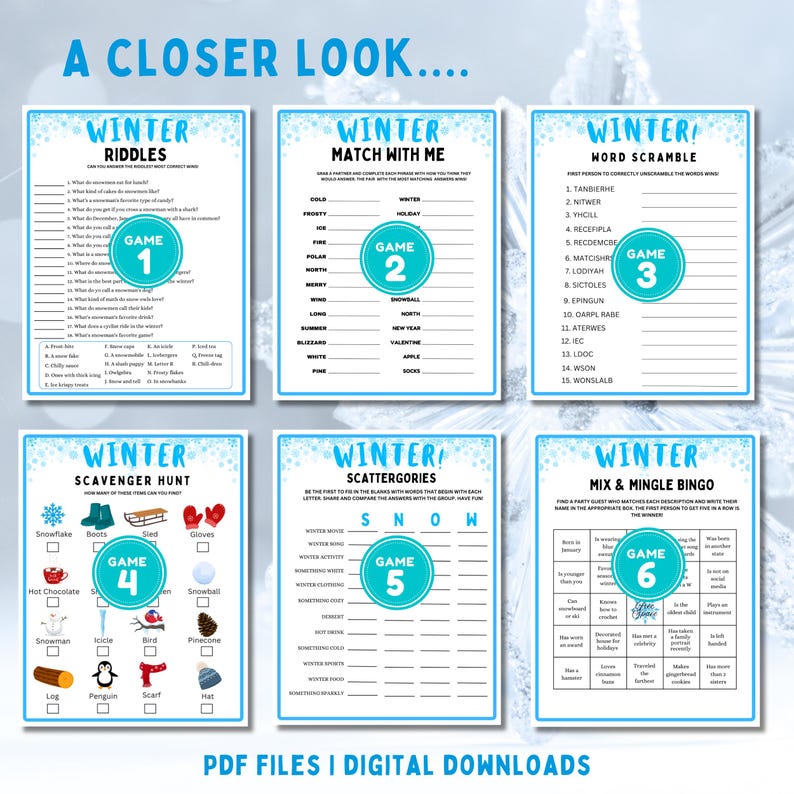 Printable Winter Games Bundle, Winter Party Games, Office Games, Winter ...