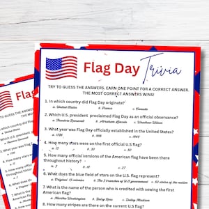 Flag Day Trivia Game, Patriotic Printable (digital Download) - Etsy