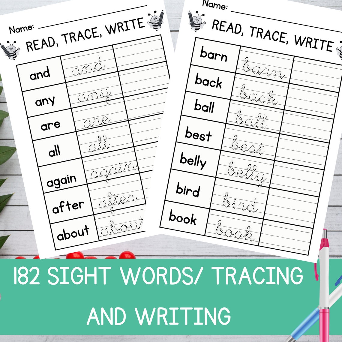 182 Printable Sight Words, Kindergarten Sight Word Worksheets ...