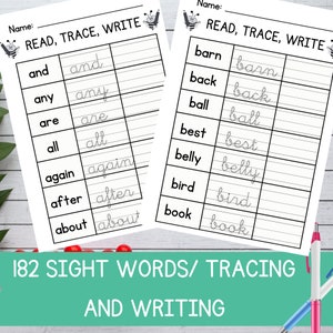 182 Printable Sight Words, Kindergarten Sight Word Worksheets ...