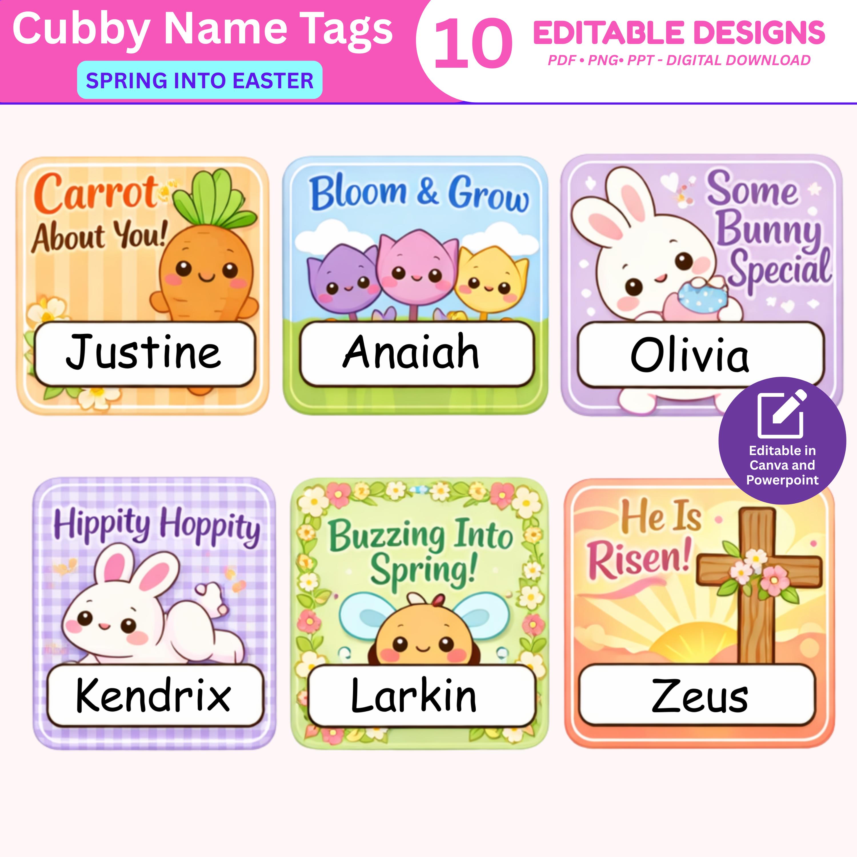 Editable Spring Easter Cubby Name Tags: Classroom Labels (digital ...
