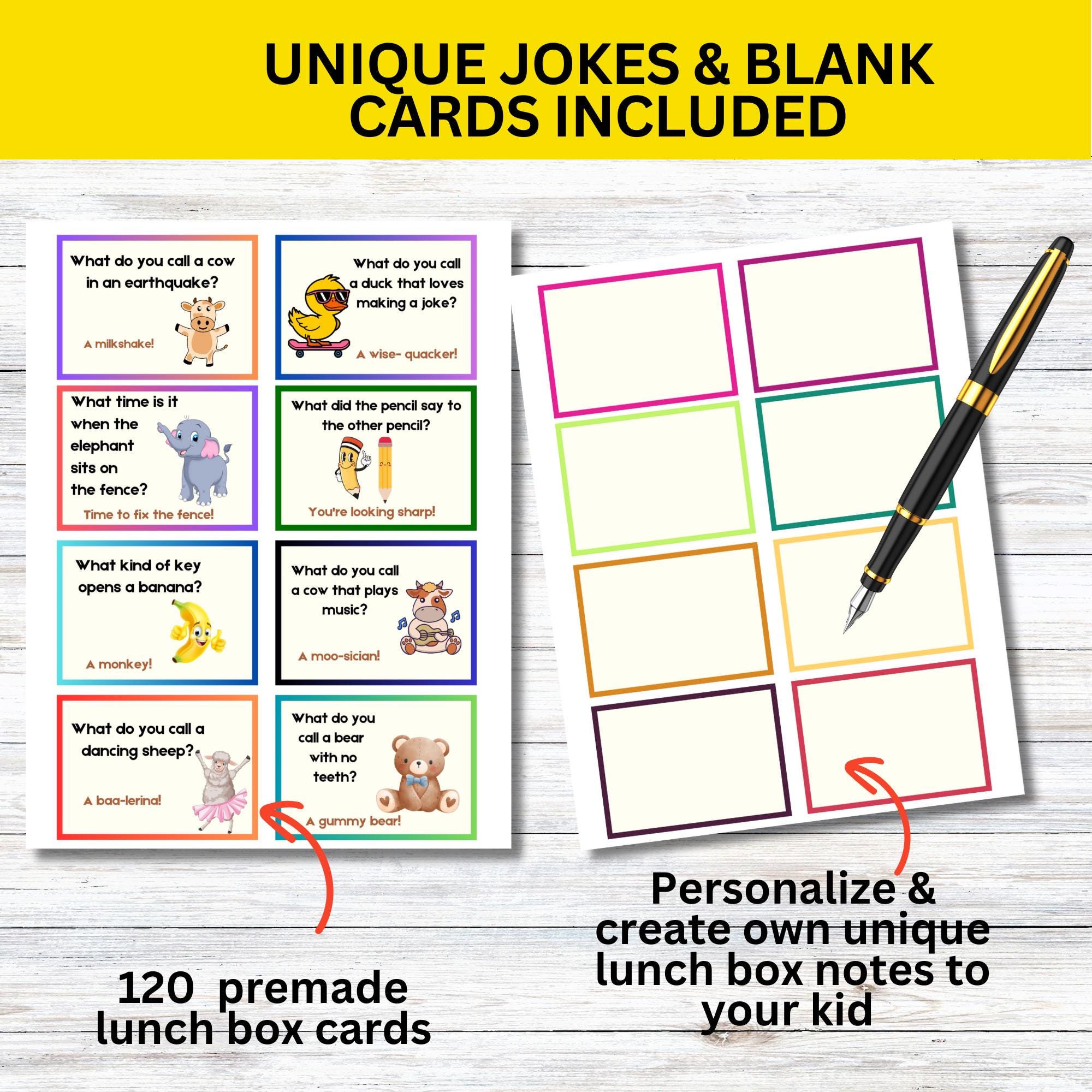 Lunchbox Jokes for Kids, Printable Lunch Box Notes, Back to School ...