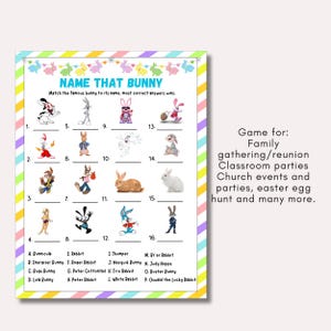 Easter Printable Name Famous Bunny Game | Adults Kids Idea | Fun Family ...