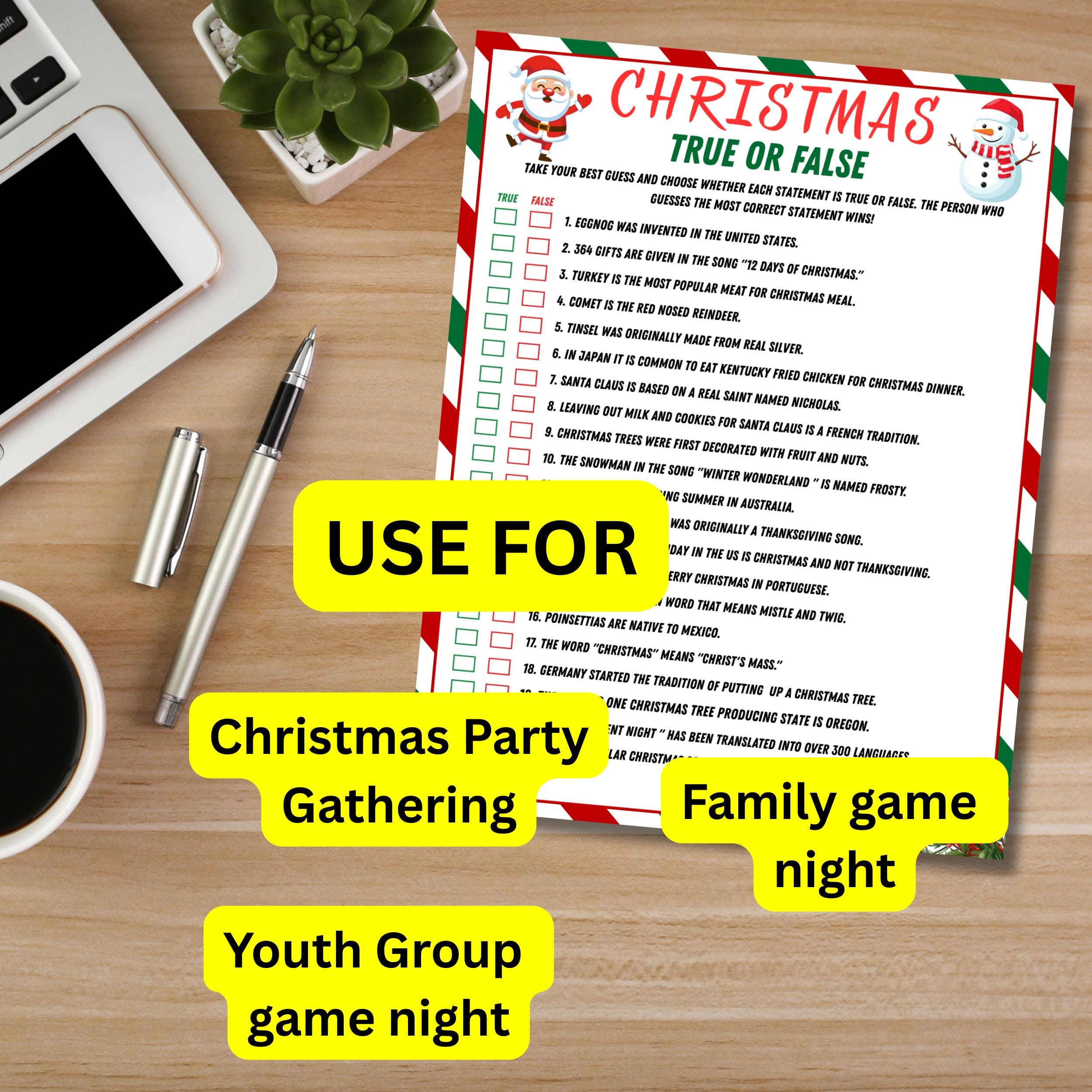 Printable Bible Christmas True or False Game (digital Download) - Etsy