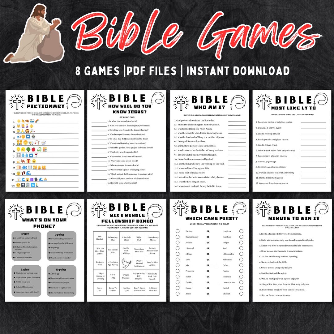 Bible Games Bundle: Christian Trivia, Youth Group Activities (digital ...