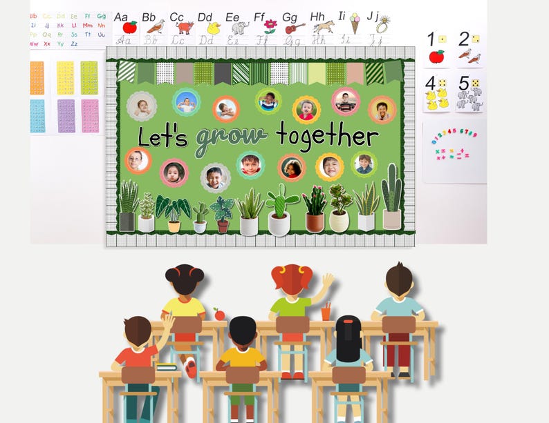 Succulent Classroom Bulletin Board Kit, Plant Theme Decor (printable ...