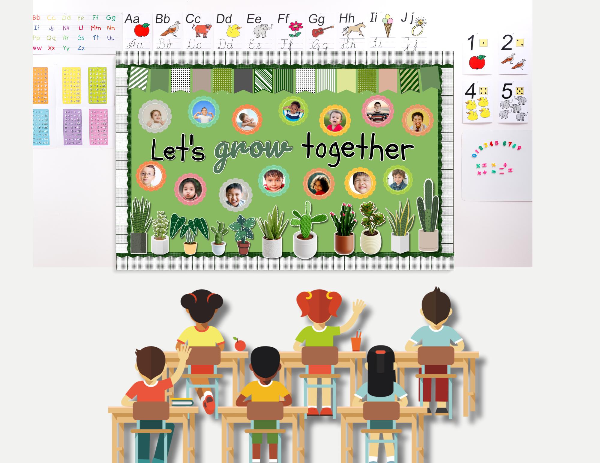 Succulent Classroom Bulletin Board Kit, Plant Theme Decor (printable ...