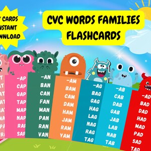 CVC Phonics, Flashcards, CVC Word Families Flashcards, CVC Phonics ...