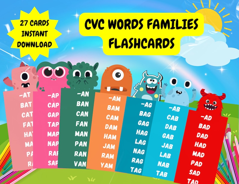 CVC Phonics, Flashcards, CVC Word Families Flashcards, CVC Phonics ...