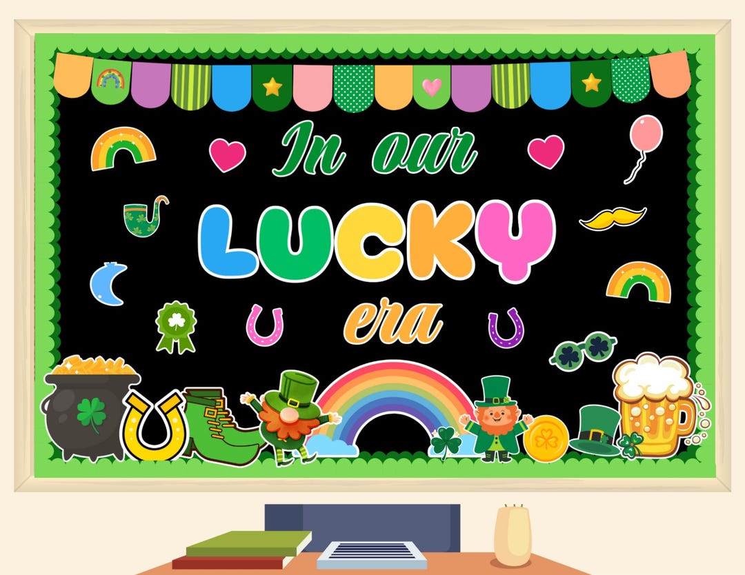 St. Patrick's Day Bulletin Board, Lucky Classroom Decor Printable, Edit ...