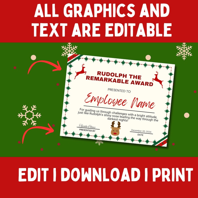 20 Funny Christmas Awards for Employees, Certificates Editable in Canva ...