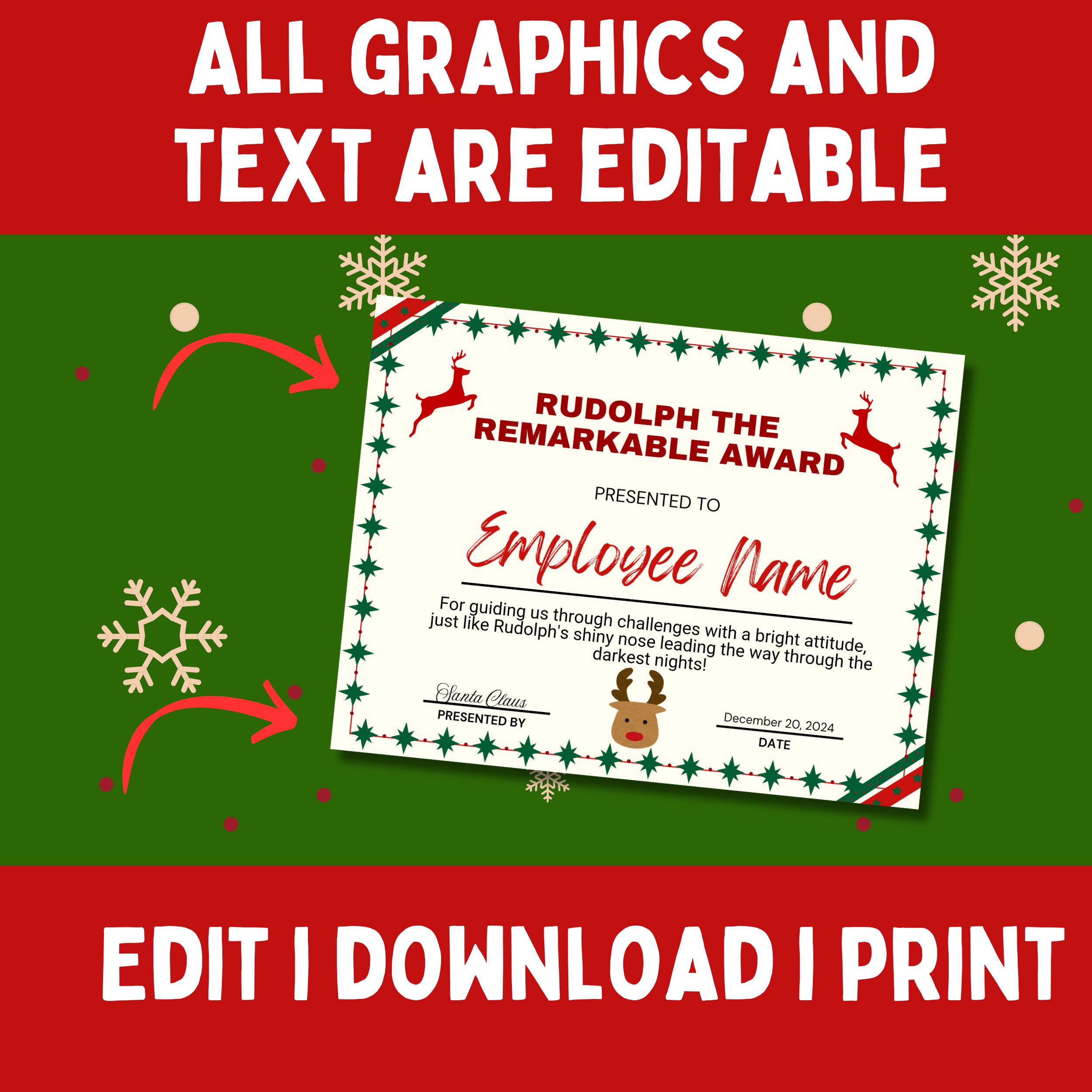 20 Funny Christmas Awards for Employees, Certificates Editable in Canva ...