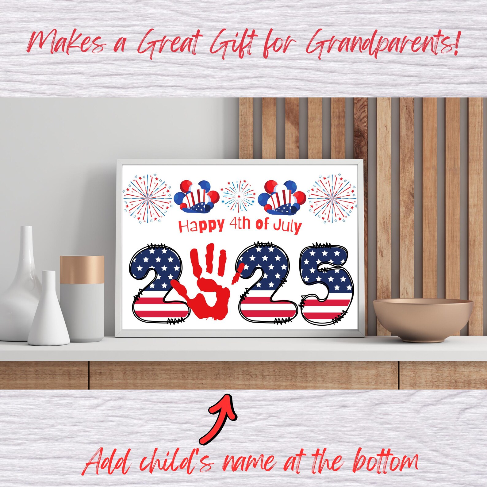 4th of July Handprint Art, Patriotic Keepsake (printable) - Etsy