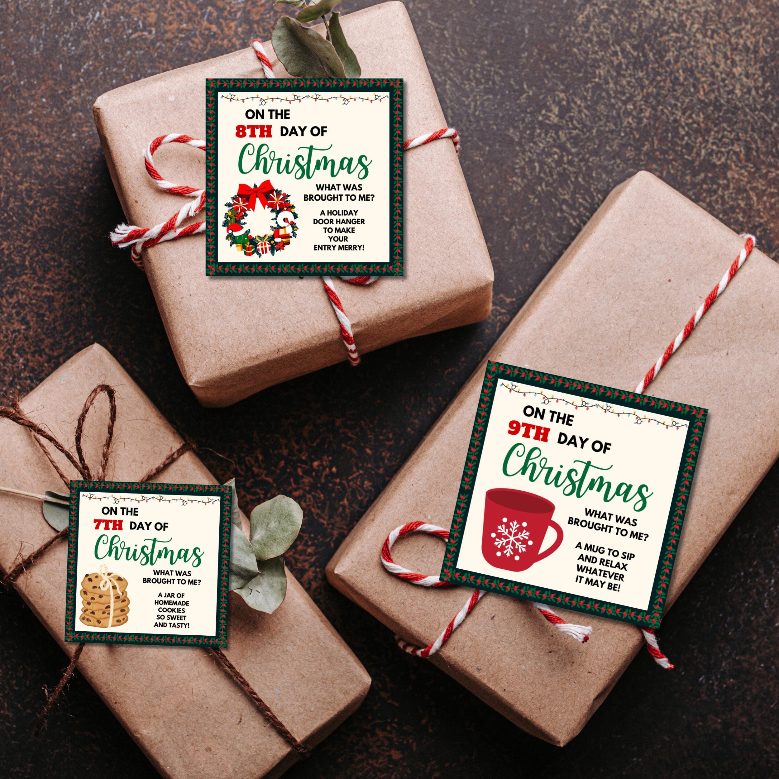 12 Days of Christmas Gift Tags | Printable Holiday Favor (2.5x2.5 ...