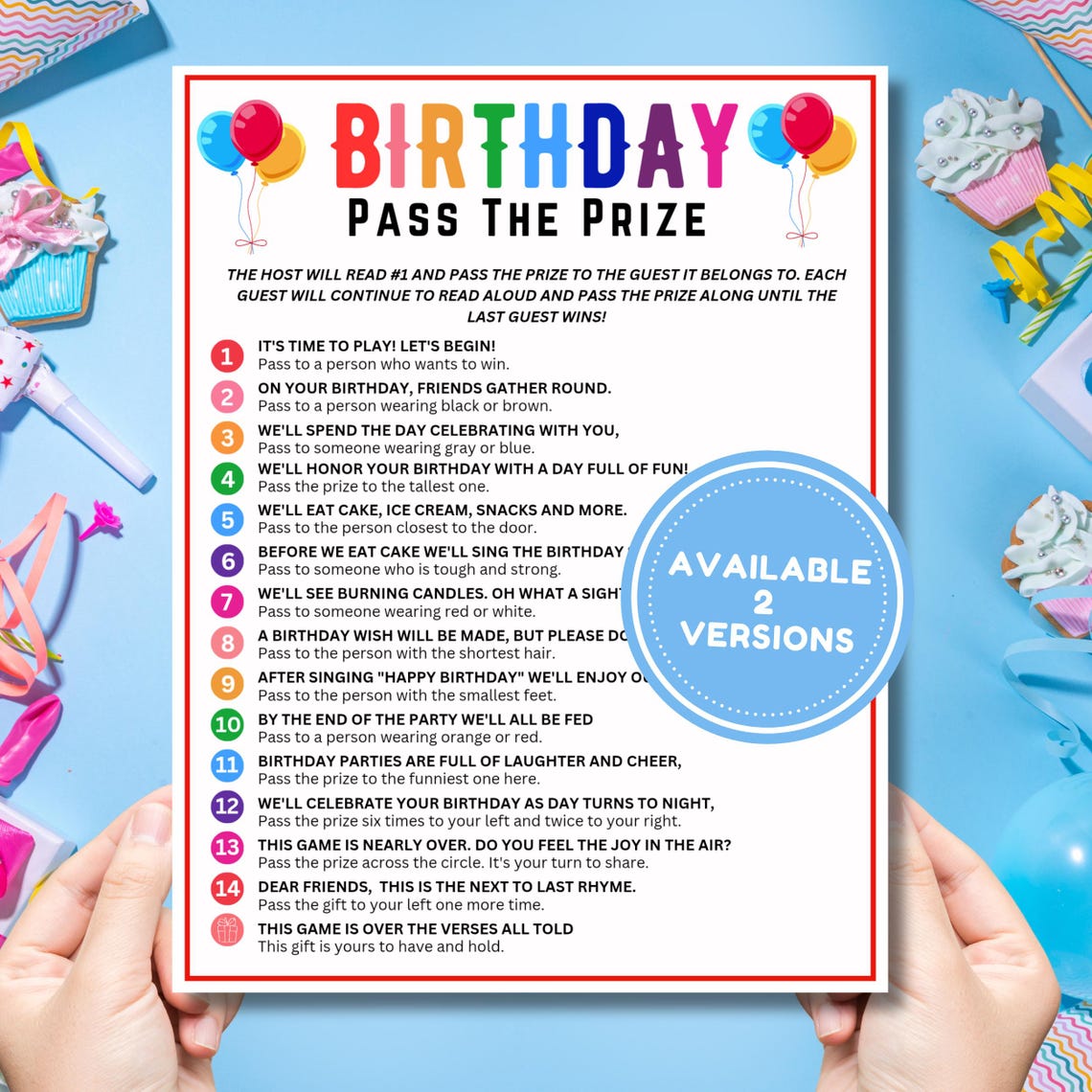 Birthday Pass the Prize Game, Fun Party Activity (digital Download) - Etsy