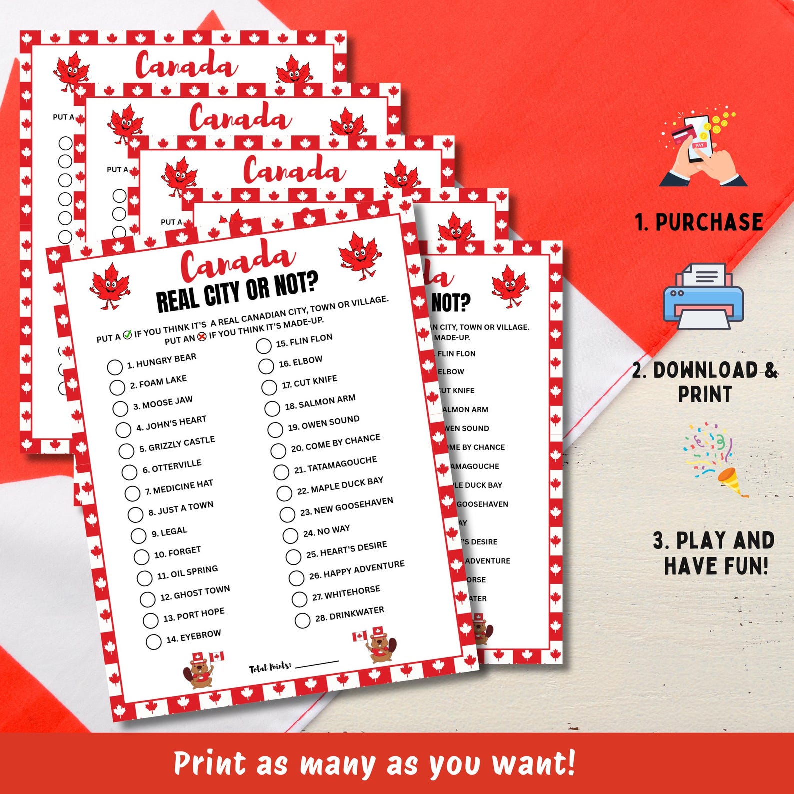 Canada Day Trivia Game Printable, Canada Day Party Game, Funny Canada ...