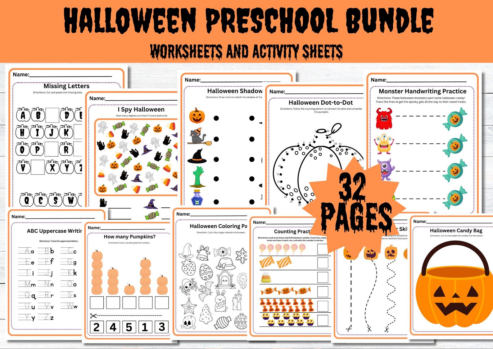 Halloween Activity Pack | Preschool & Kindergarten Worksheets (digital ...