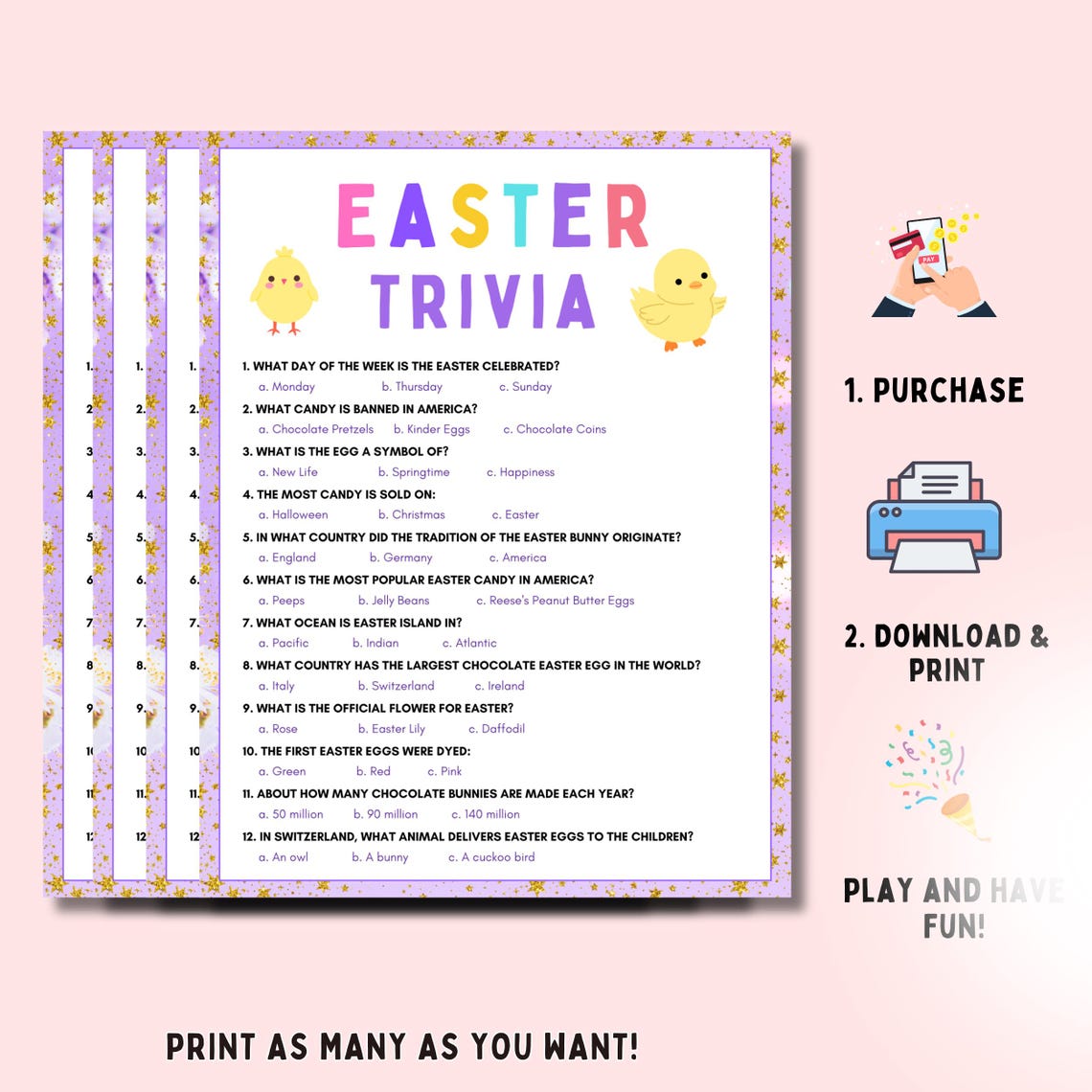 Easter Trivia Game, Fun Family Activity (instant Download) - Etsy