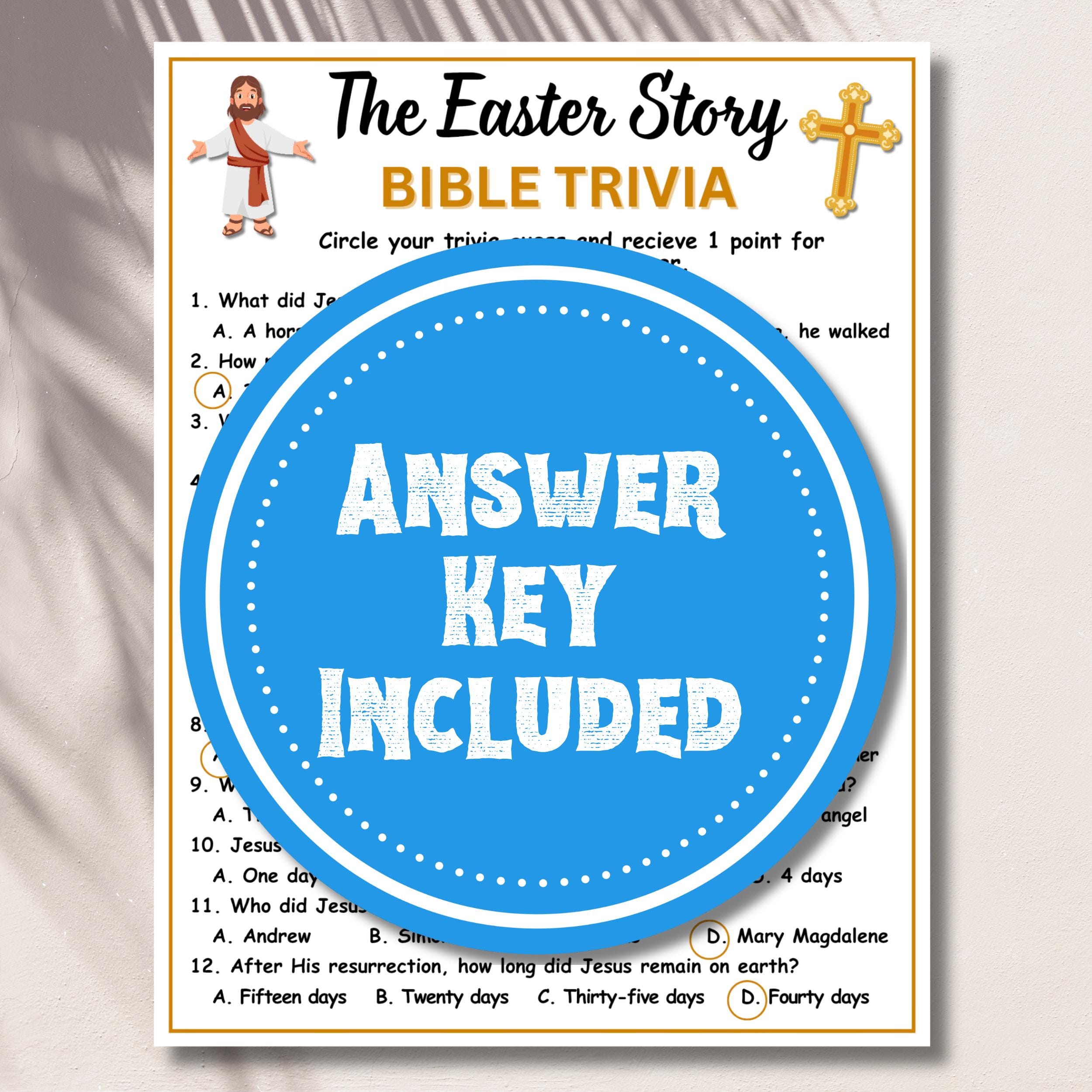 Printable Easter Bible Trivia Game, Church Activity (digital Download ...