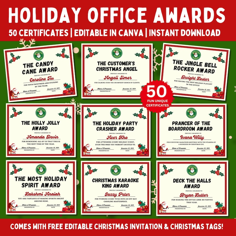 Funny Christmas Employee Awards - Etsy