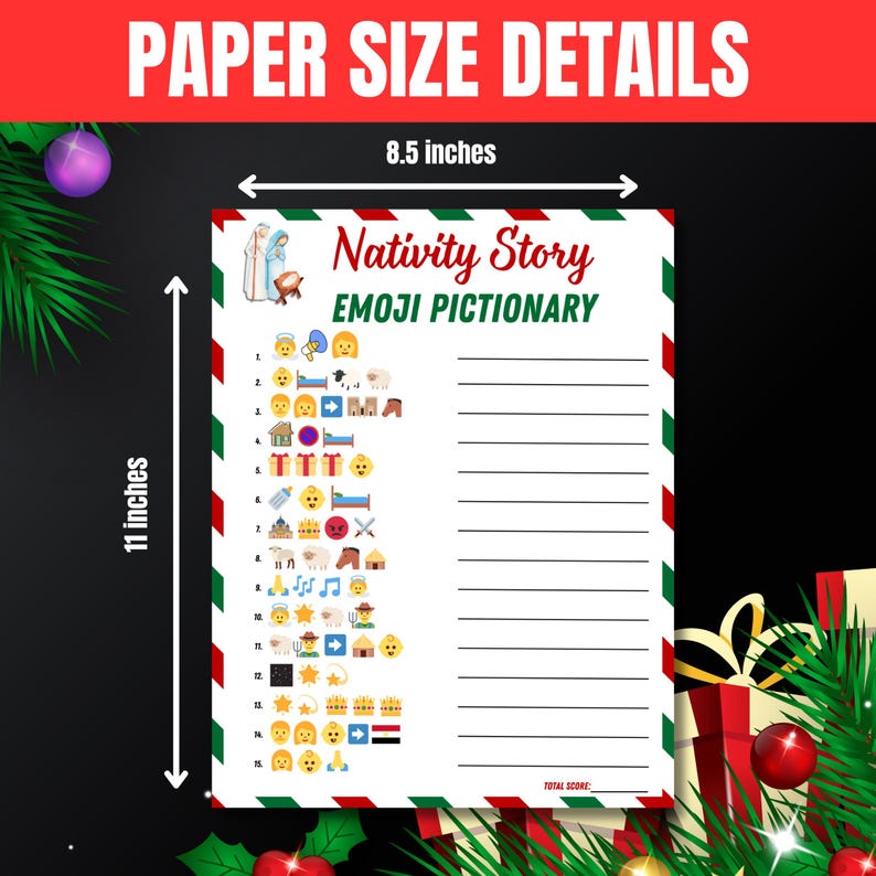 Nativity Emoji Pictionary Game, Christmas Bible Activity (printable) - Etsy