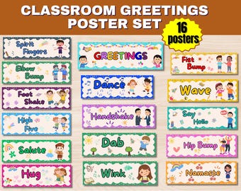 Classroom Greetings Poster Set | 16 Behavior Rules (PDF & PNG) - Etsy