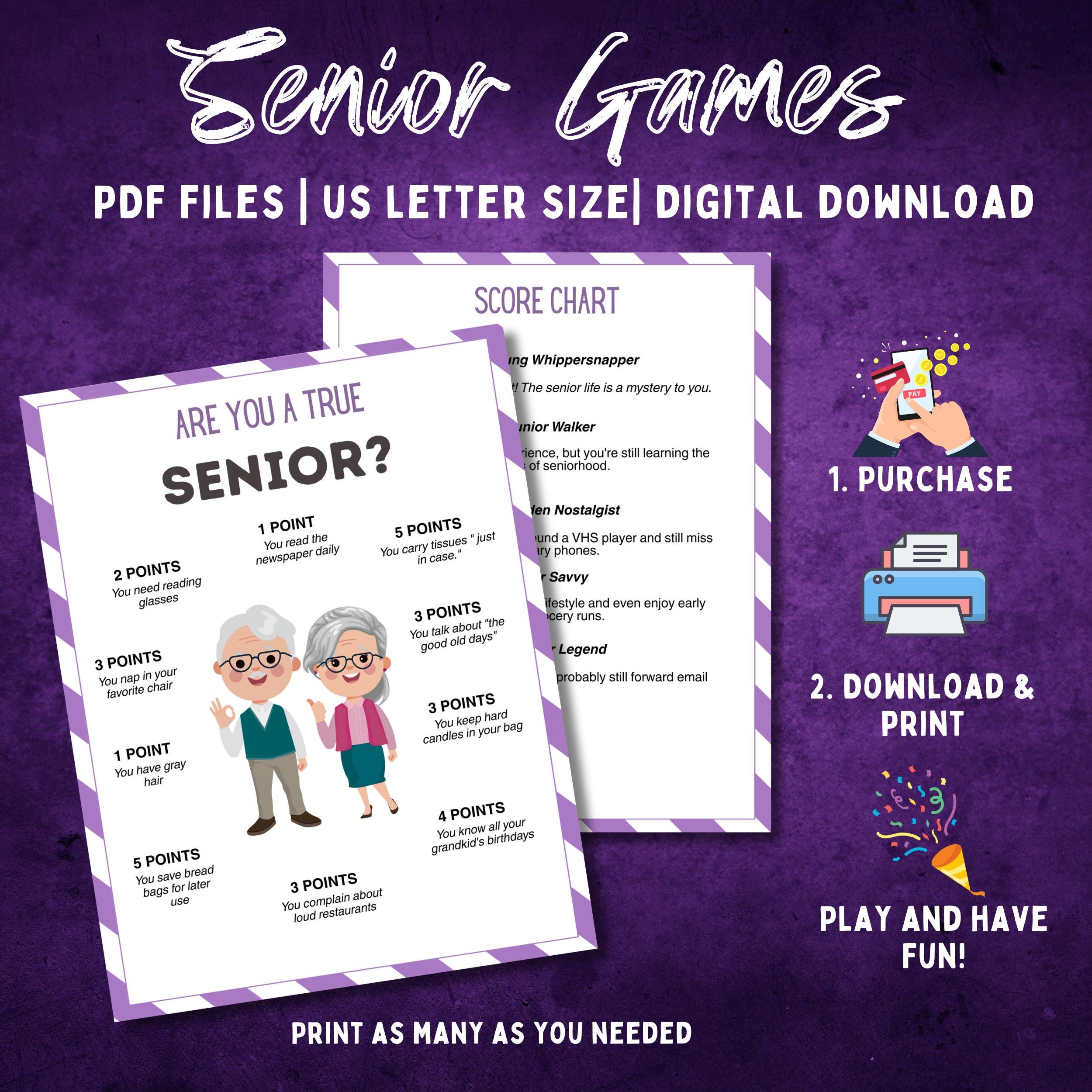 Printable Senior Games Bundle, 12 Fun Group Activities (digital ...