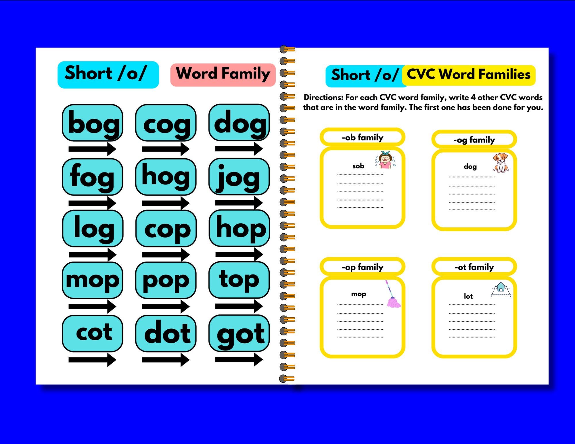 CVC Phonics Reading Book, Homeschool Activity (PDF, PNG) - Etsy