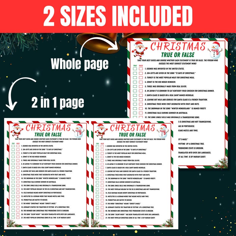 Printable Bible Christmas True or False Game (digital Download) - Etsy