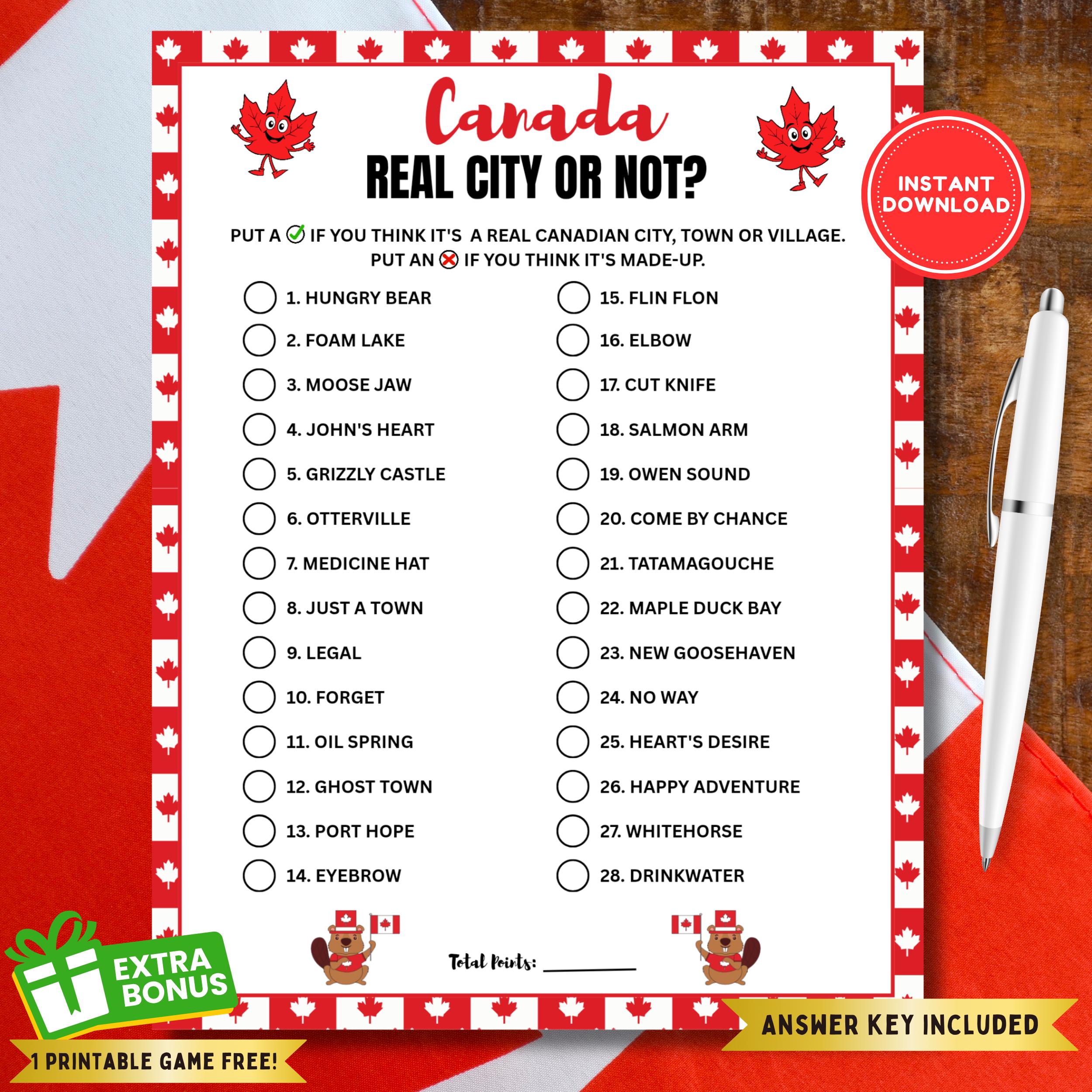 Canada Day Trivia Game Printable, Canada Day Party Game, Funny Canada ...