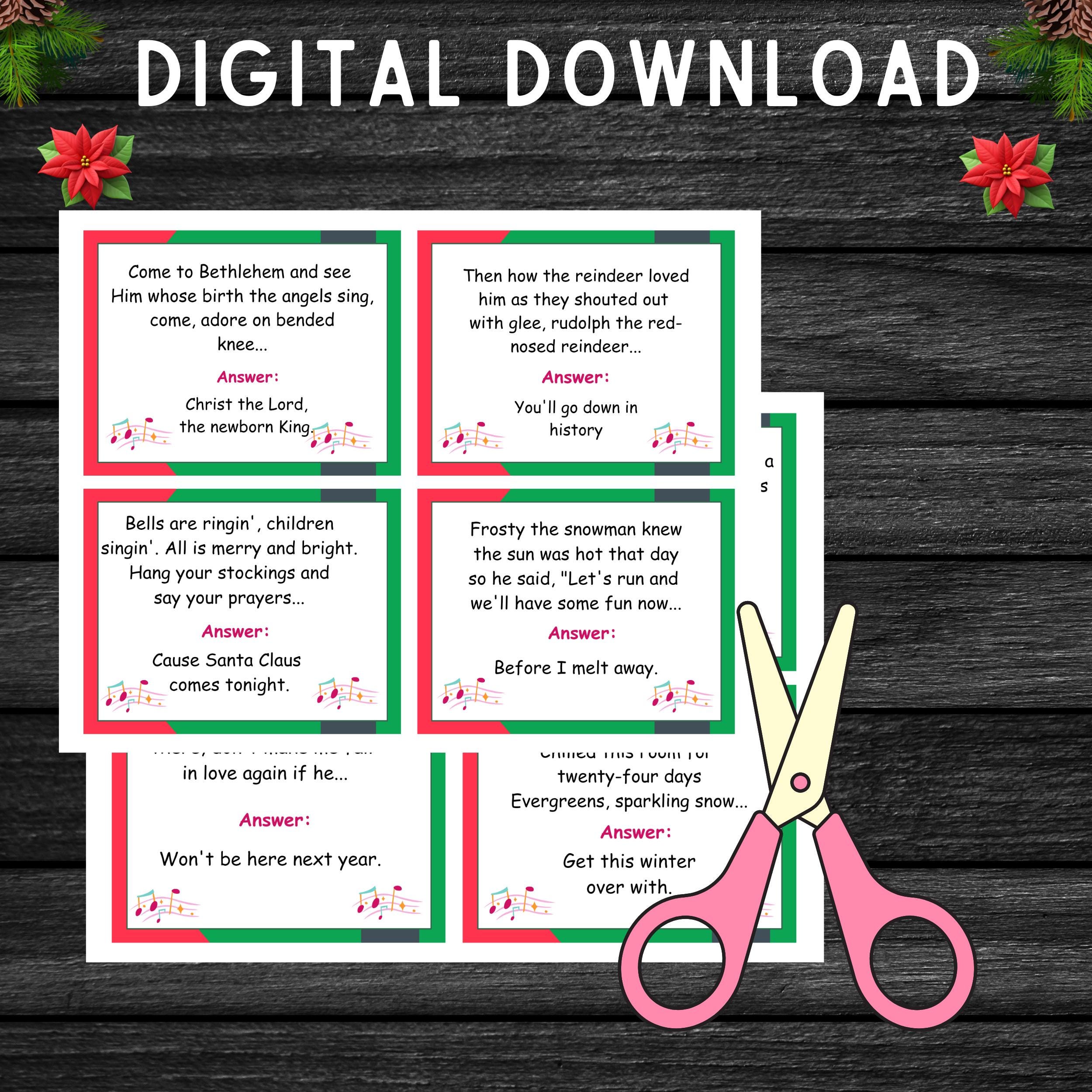 Christmas Song Finish the Lyrics Game, Christmas Finish the Song ...