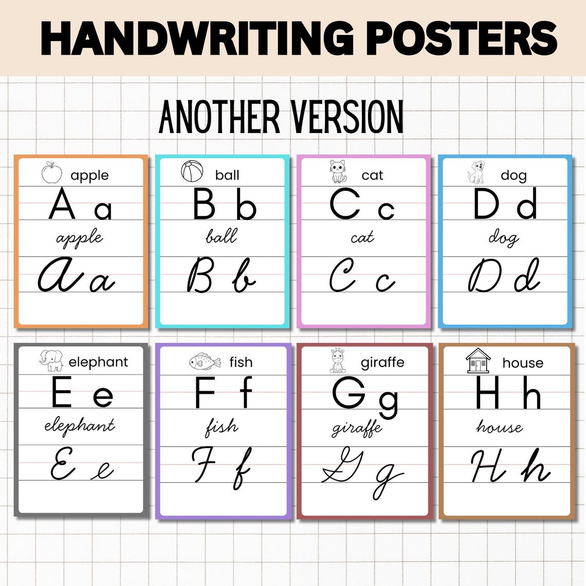 Cursive Alphabet Flashcards, Printable Classroom Decor (digital ...