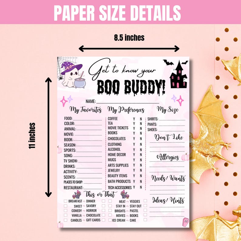 Halloween Questionnaire, Editable Boo Buddy Printable, Boo Basket Gift ...