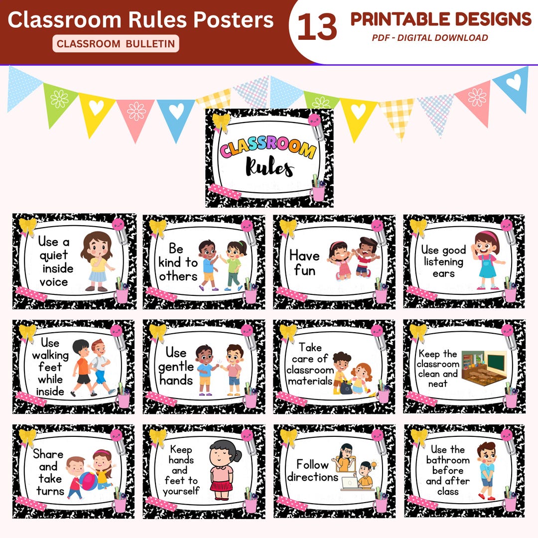 Classroom Rules Posters | Pre-k, Daycare Behavior Charts (PDF Download ...
