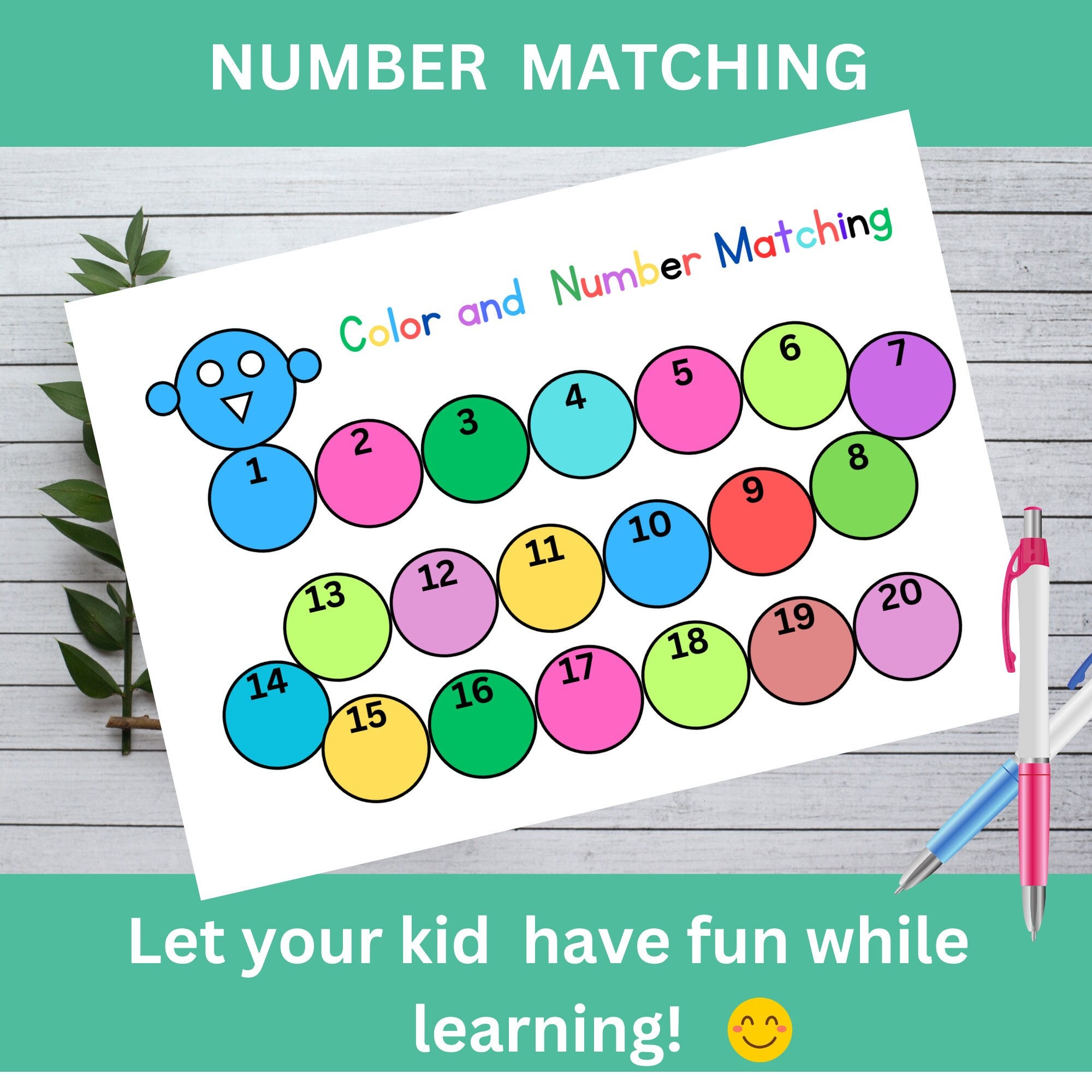 Number Matching Printable, Math Activity, Busy Book, Toddler Worksheets ...