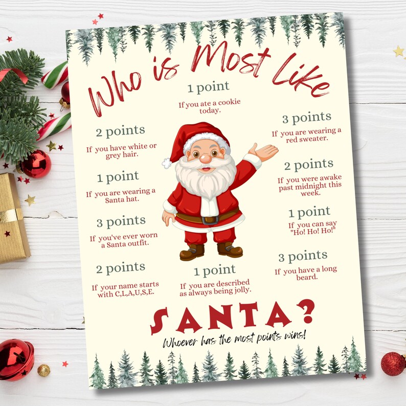 Who is Most Like Santa Game | Christmas Party (PDF Pattern) - Etsy