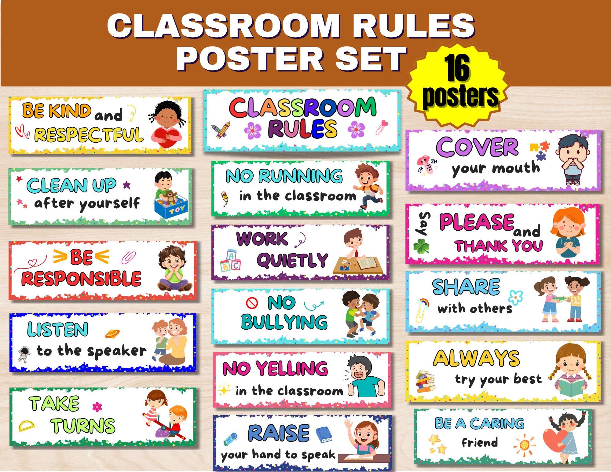 Printable Classroom Rules Posters |classroom Decor | Behavior Rules ...