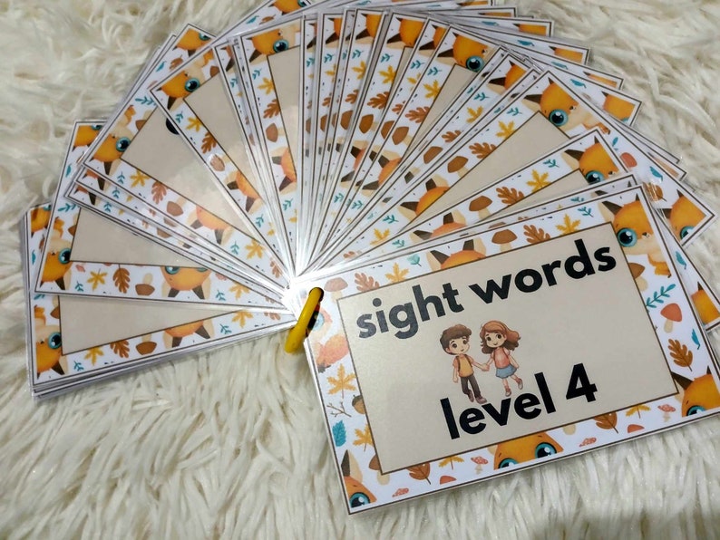 Sight Words Flashcards Level 1-5 (digital Download) - Etsy