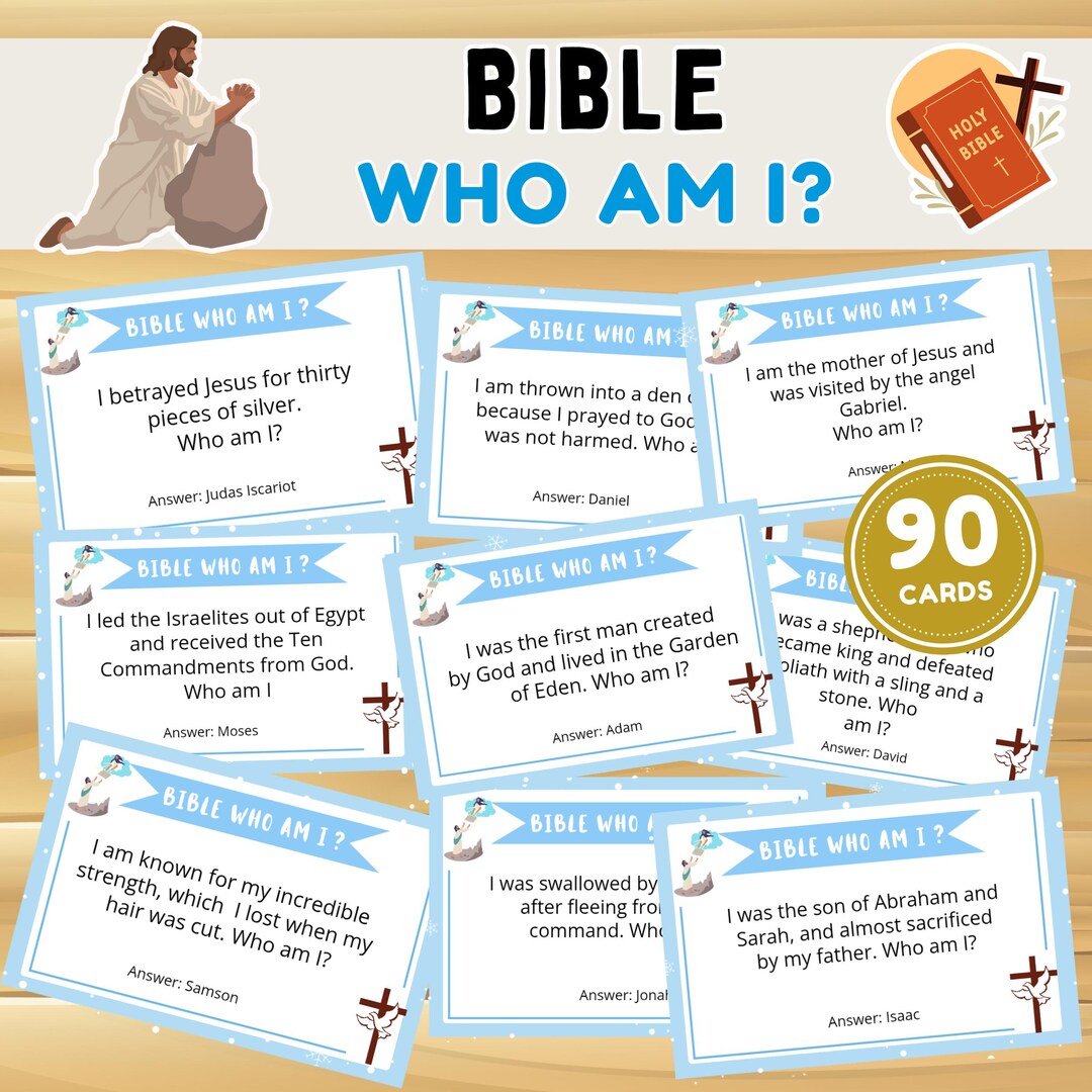 Bible Who Am I Trivia Cards, Printable Christian Party Game for Kids ...