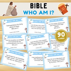 Bible Who Am I Trivia Cards, Printable Christian Party Game for Kids ...